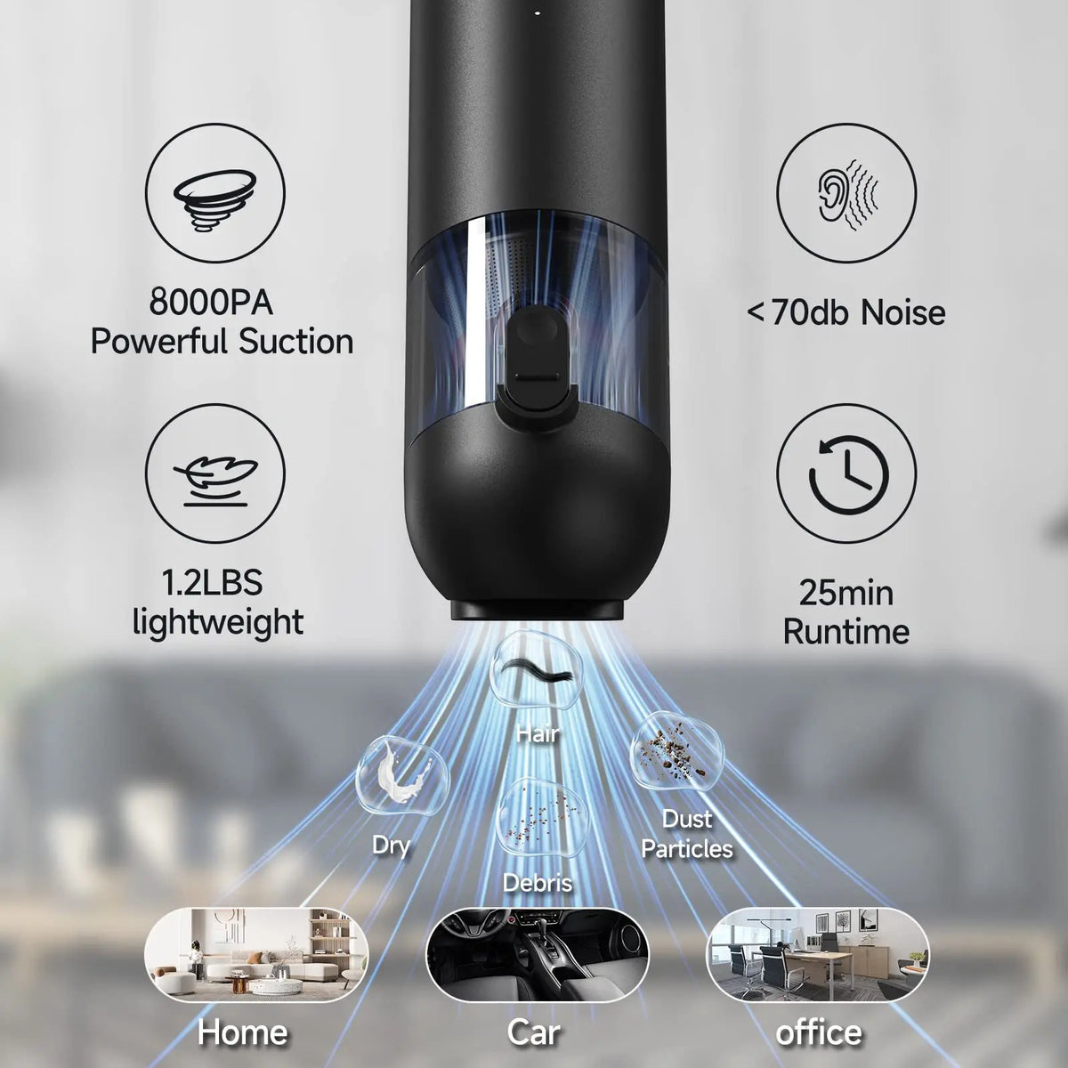 Moosoo Lightweight Cordless Handheld Vacuum Cleaner Hepa Filter